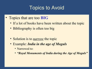 Writing The Research Paper A Handbook (7th ed) - Ch 2 choosing a topic ...