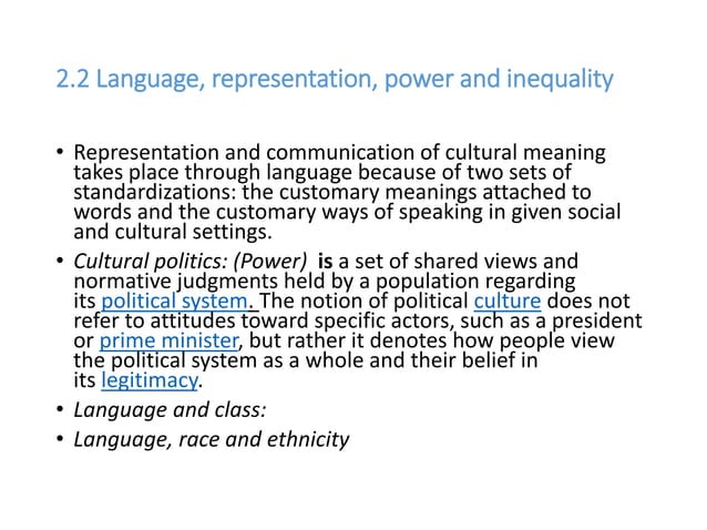 Ch2 culture, communication and representation | PPTX | Politics