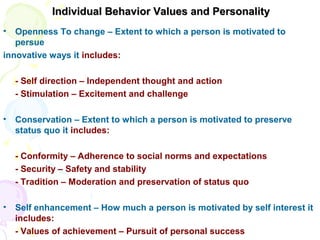 Organizational Behaviour Chapter # 2 Individual Behavior, Values and ...