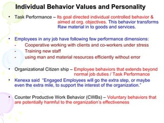 Organizational Behaviour Chapter # 2 Individual Behavior, Values and ...