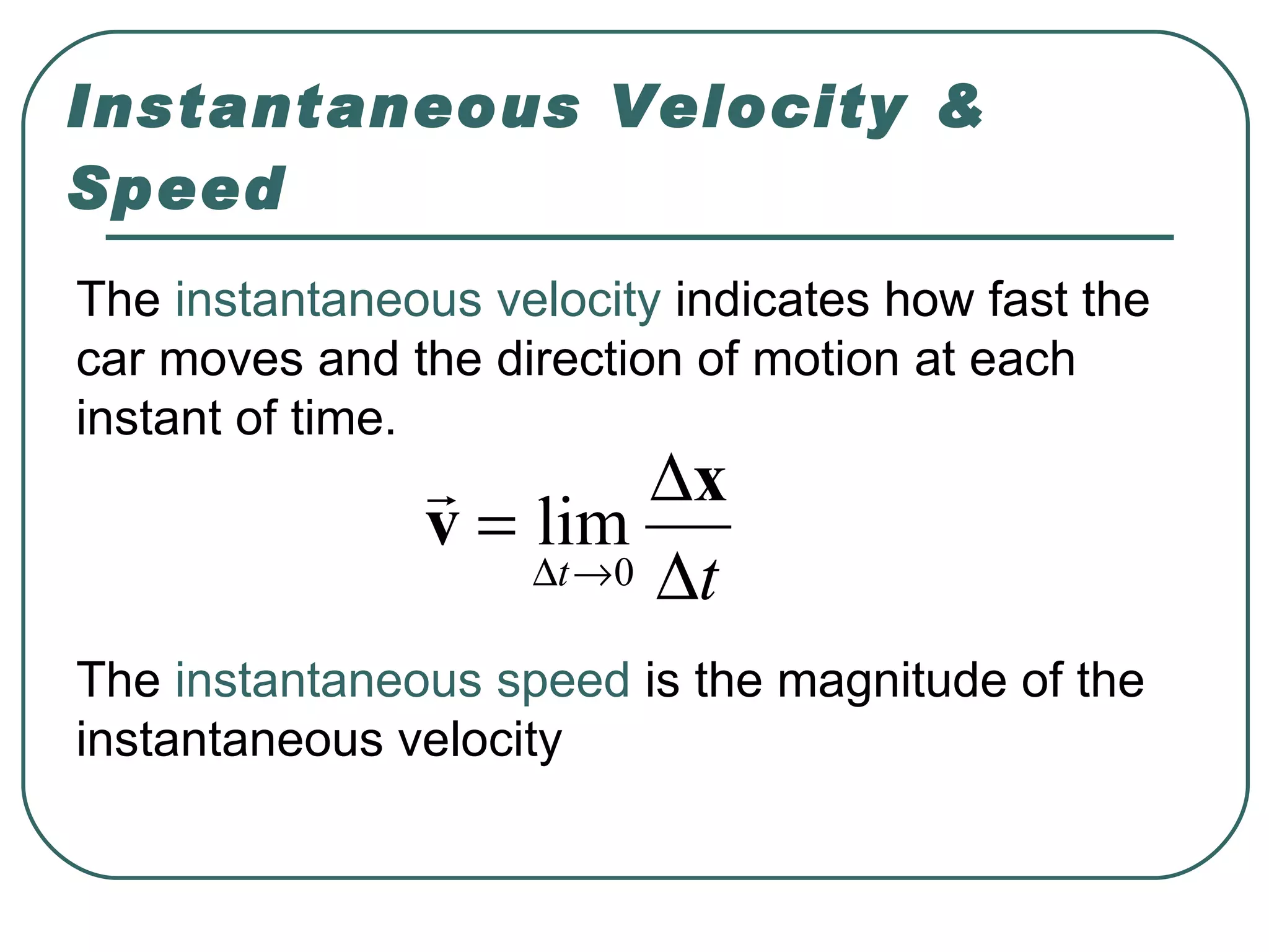 Ch 2 One Dimensional Kinematics | PPT