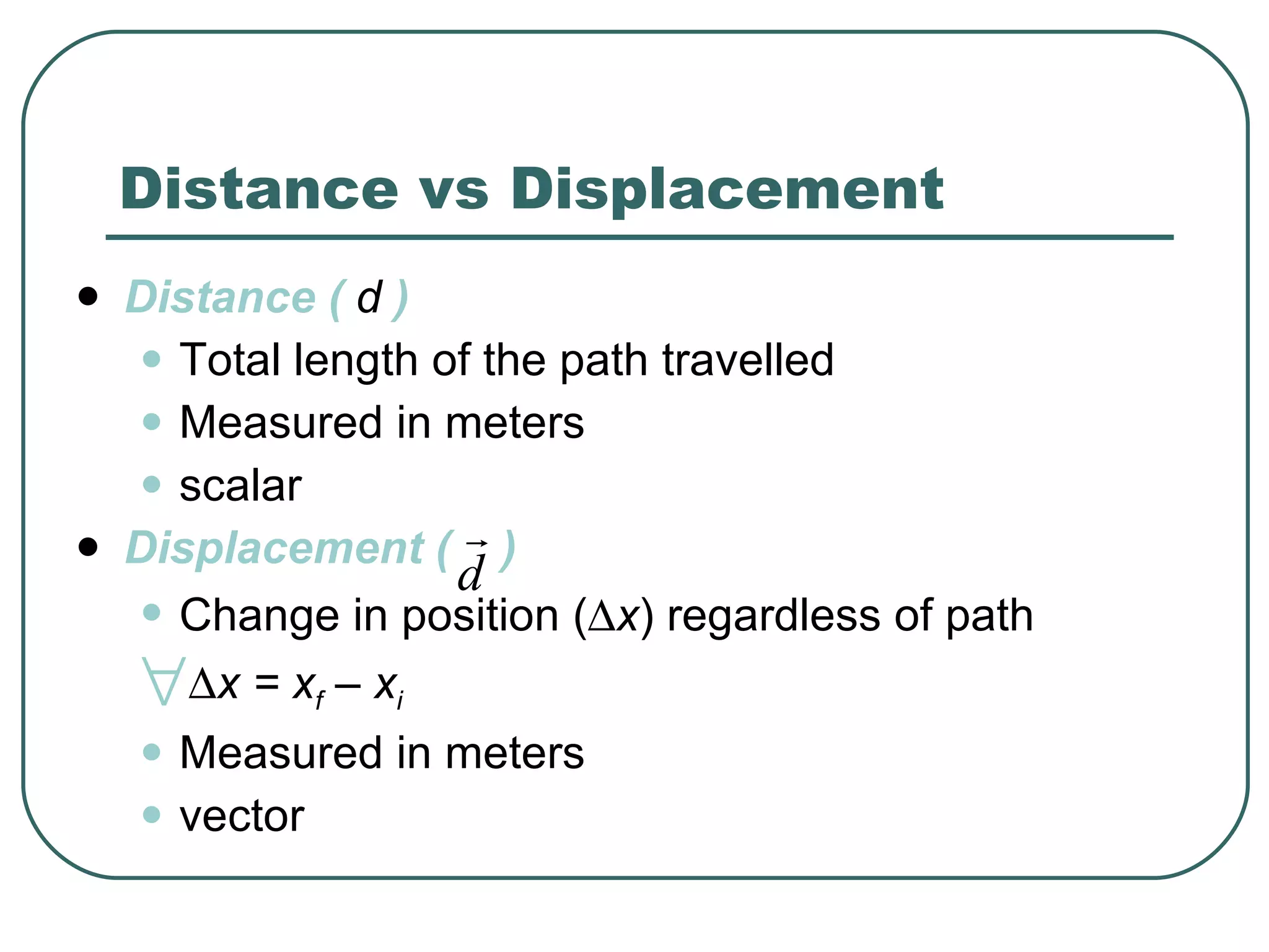 Ch 2 One Dimensional Kinematics | PPT