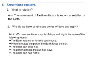 Ch2 SST Std 4 Movement of the Earth Q and Ans | PPTX