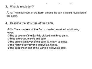 Ch2 SST Std 4 Movement of the Earth Q and Ans | PPTX