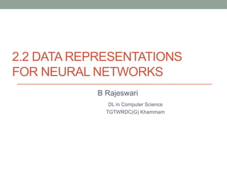 Data Representations for Neural Networks (Deep Learning Fundamentals ...