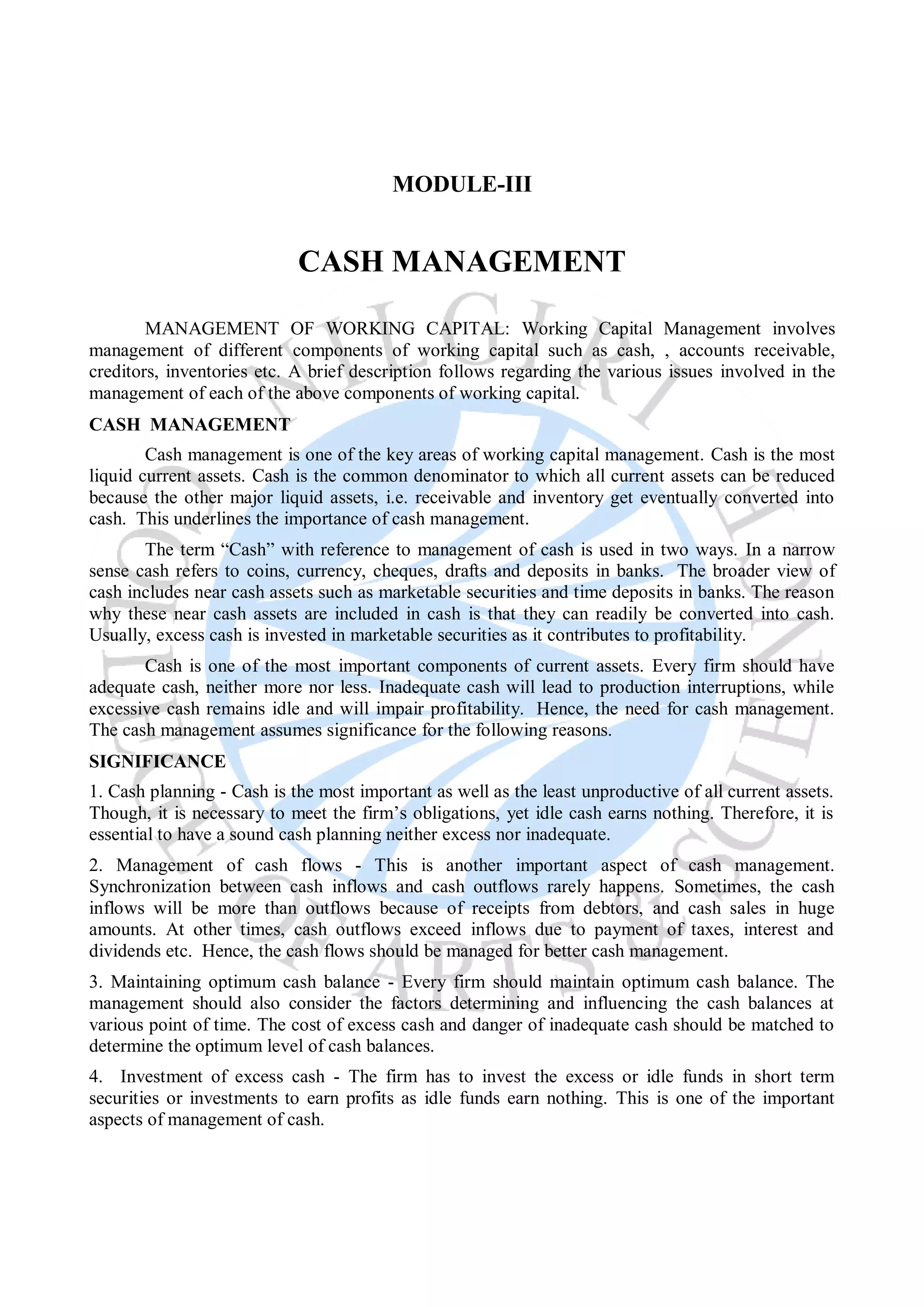 CASH MANAGEMENT | PDF