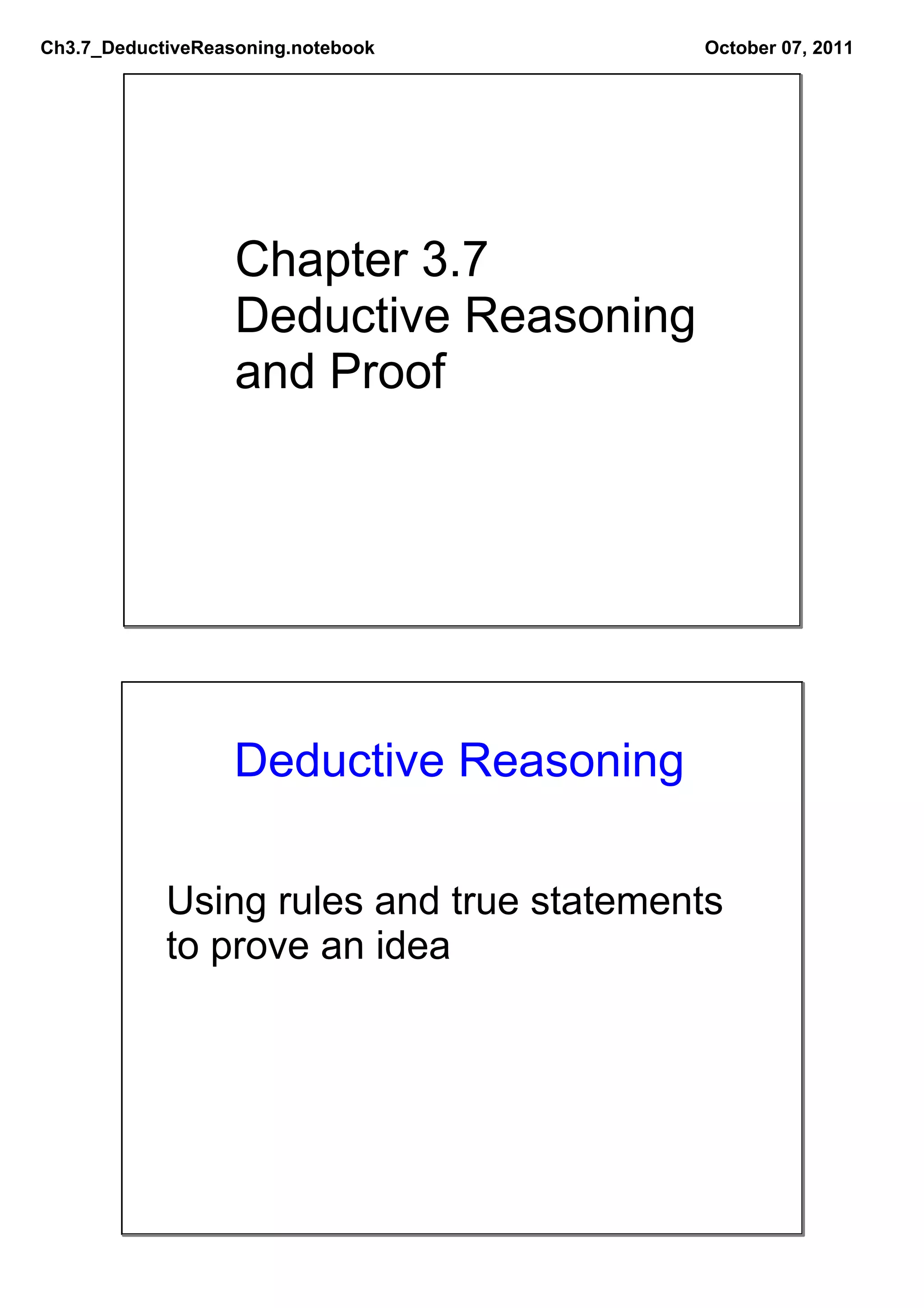 Ch3.7 Deductive Reasoning | PDF