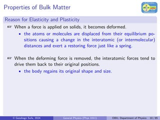 Fundamentals of Fluid Mechanics: Elasticity, Pressure, and Flow in General Physics | PDF