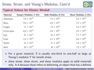 Fundamentals of Fluid Mechanics: Elasticity, Pressure, and Flow in General Physics | PDF