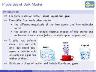 Fundamentals of Fluid Mechanics: Elasticity, Pressure, and Flow in General Physics | PDF