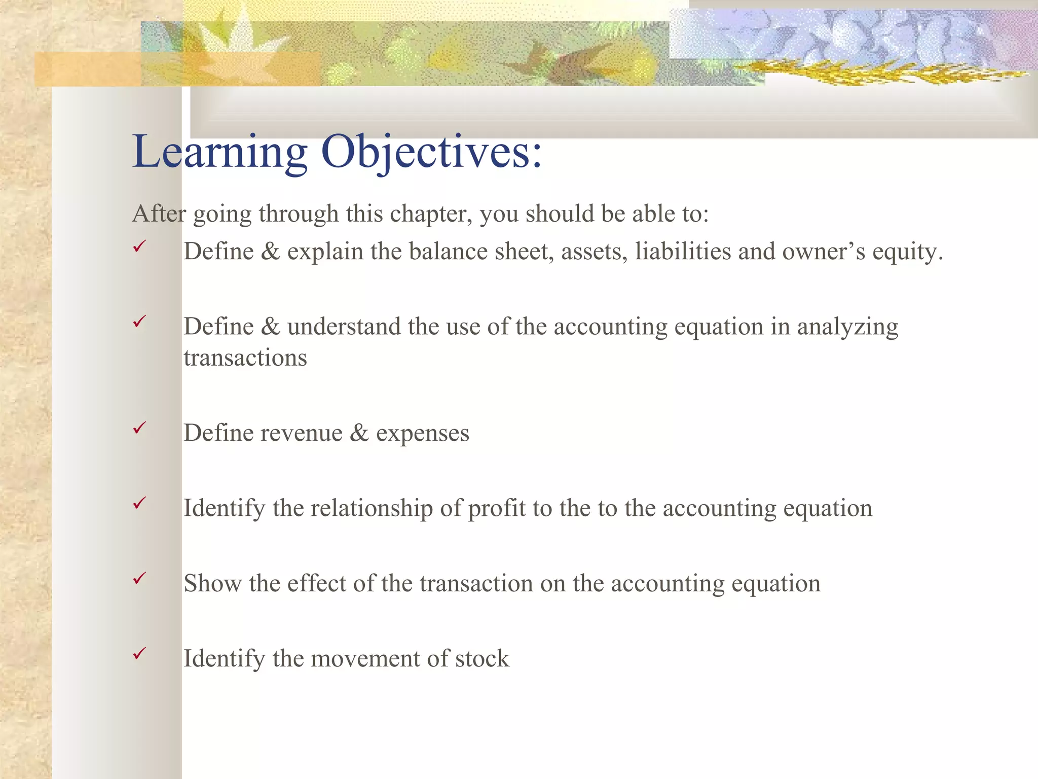 Ch 3 accounting equation & classification | PPT