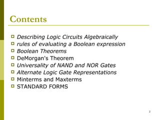Logic Design - Chapter 3: Boolean Algebra | PPT