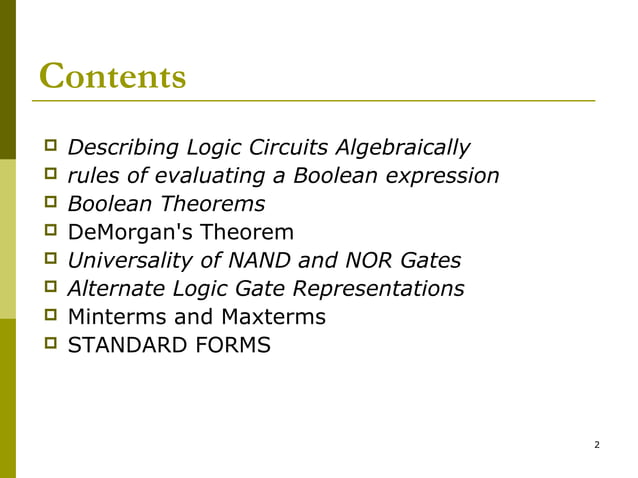 Logic Design - Chapter 3: Boolean Algebra | PPT