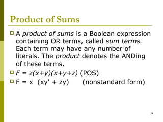 Logic Design - Chapter 3: Boolean Algebra | PPT