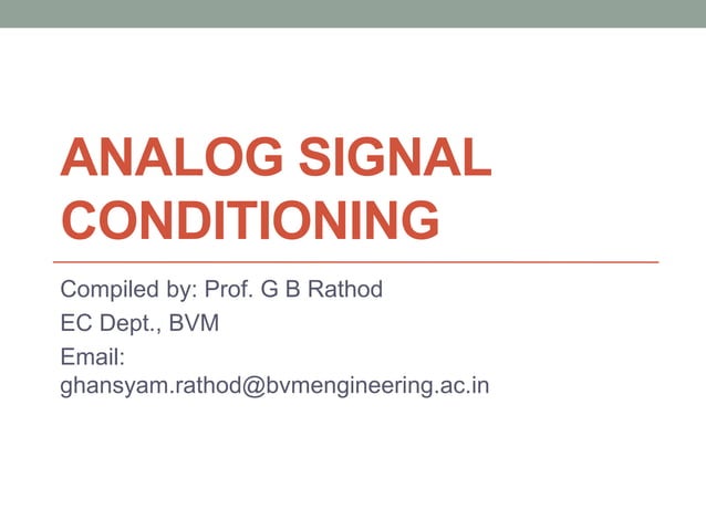 Analog signal Conditioning | PDF | Digital Audio | Computer Software and Applications