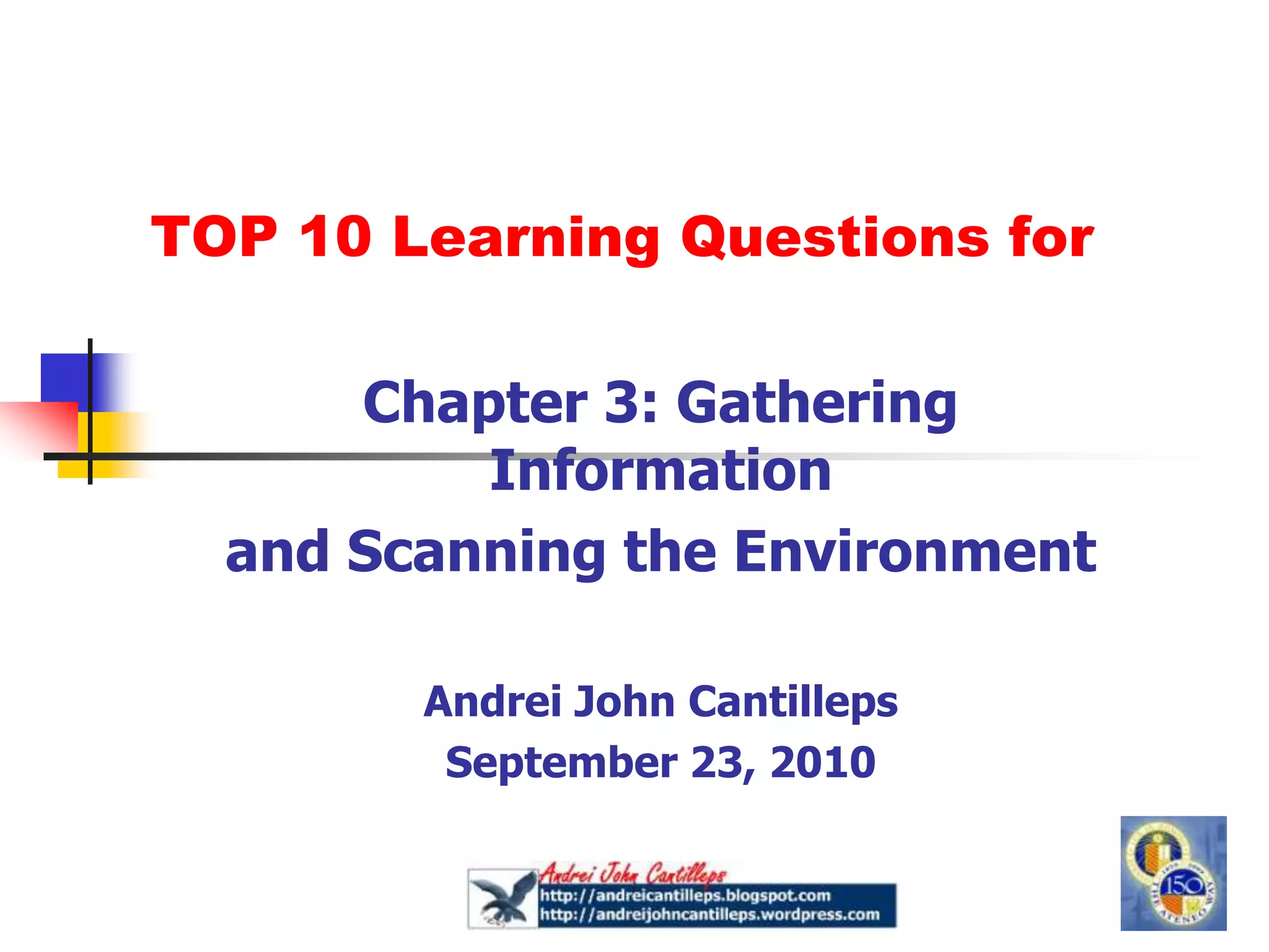 Top Ten Learning questions for Chapter 3 | PPTX