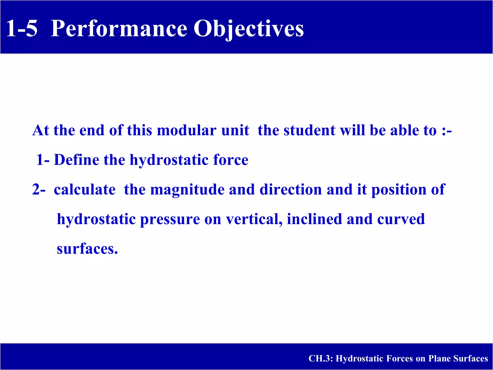 Hydrostatic forces on plane surfaces | PDF