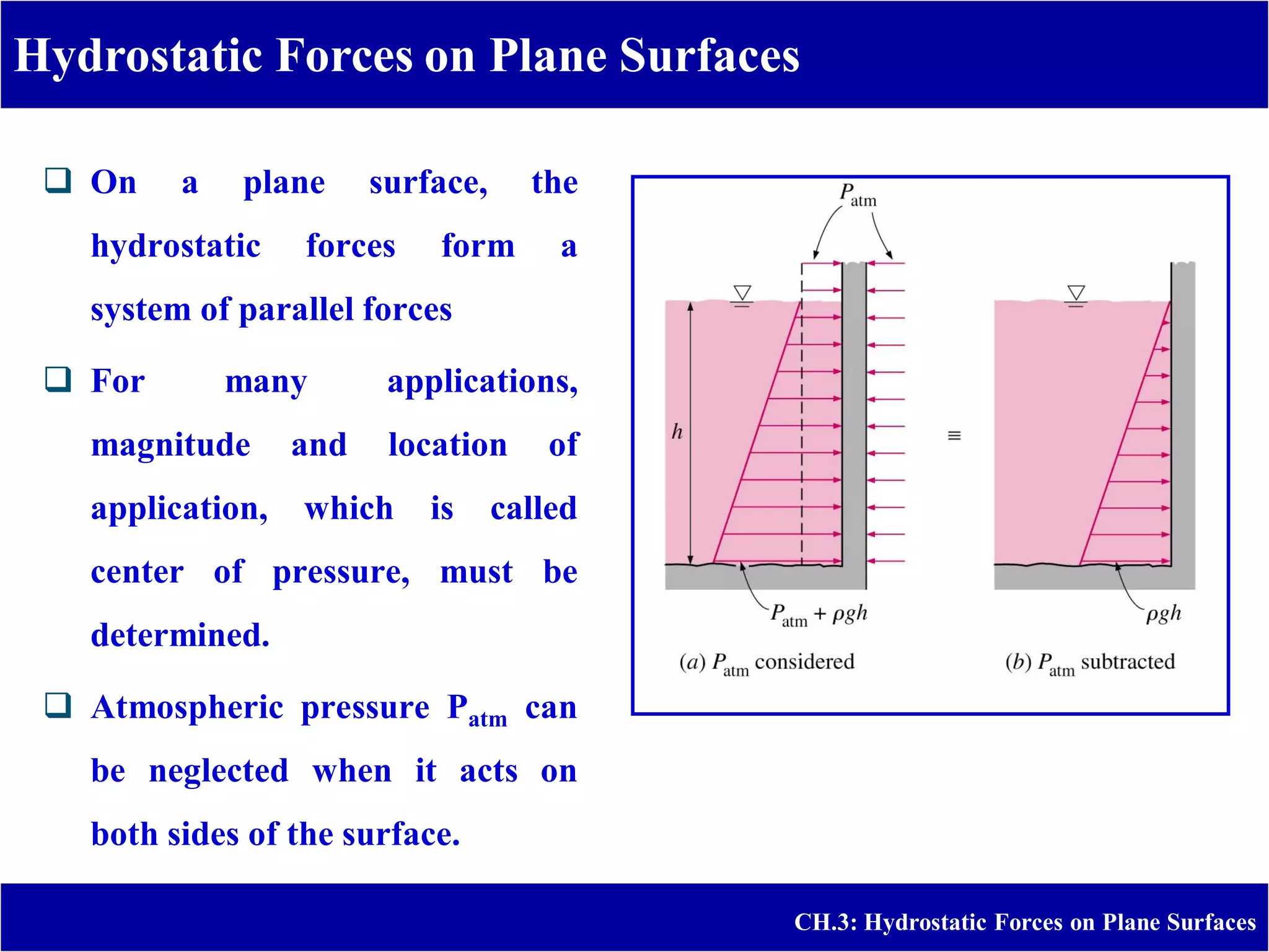 Hydrostatic forces on plane surfaces | PDF