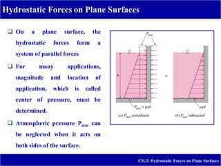 Hydrostatic forces on plane surfaces | PDF