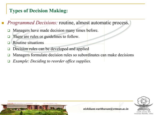 itmis decision making models | PPT