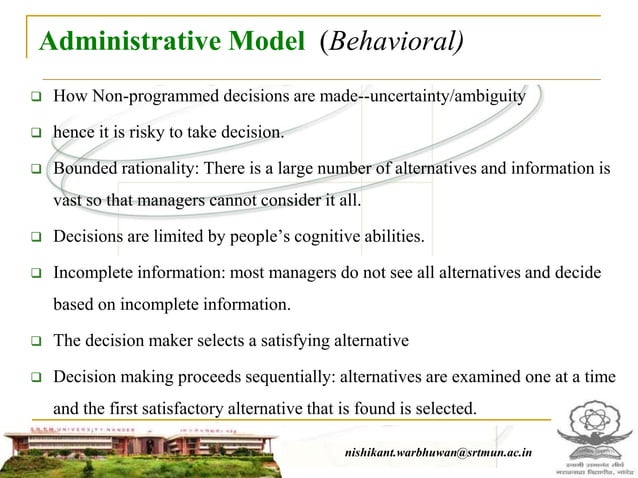itmis decision making models | PPT