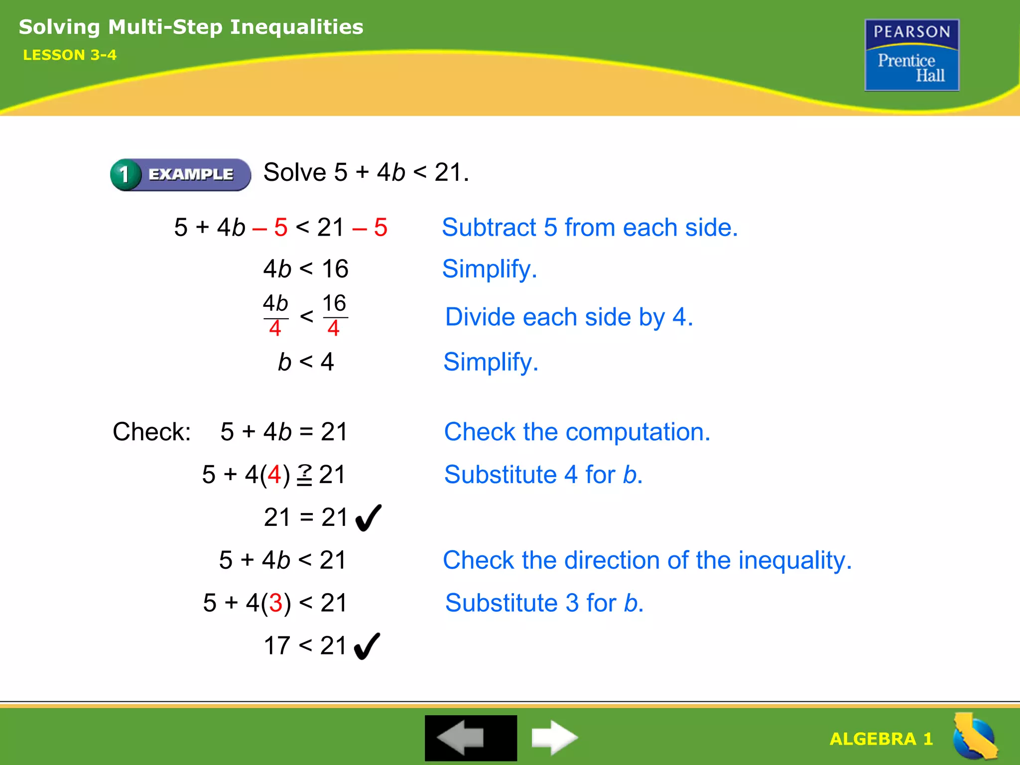 Ch 3 Lesson 4: Solving Multi-Step Inequalities | PPT | Education