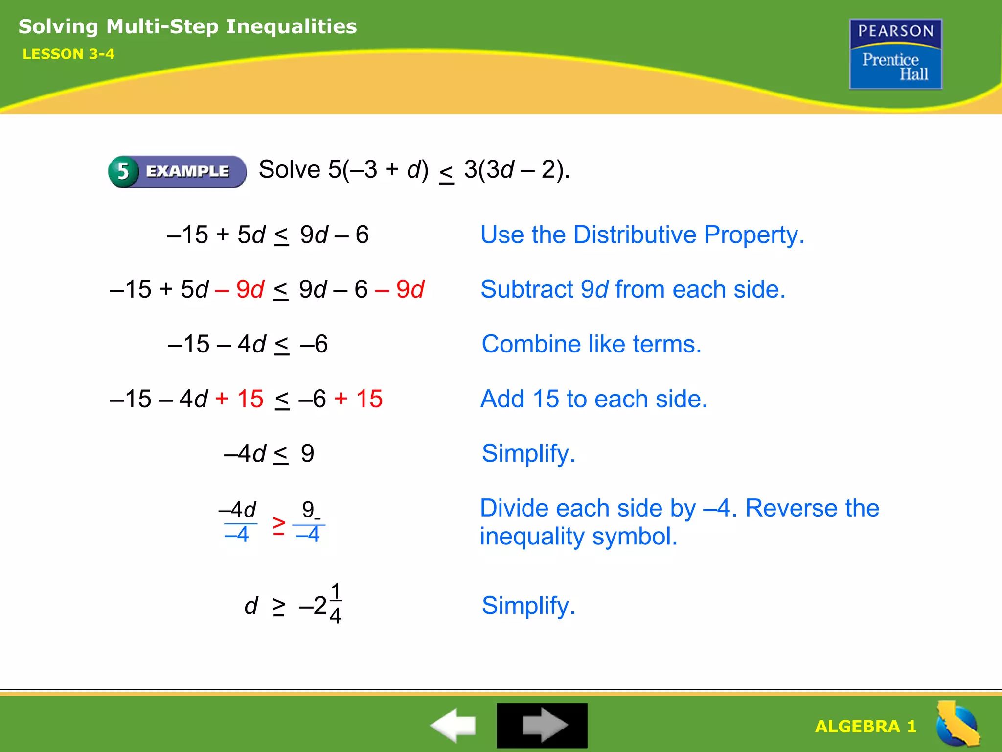 Ch 3 Lesson 4: Solving Multi-Step Inequalities | PPT | Education