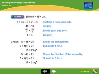 Ch 3 Lesson 4: Solving Multi-Step Inequalities | PPT