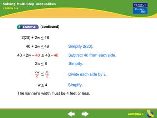 Ch 3 Lesson 4: Solving Multi-Step Inequalities | PPT