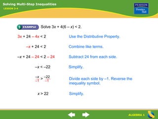 Ch 3 Lesson 4: Solving Multi-Step Inequalities | PPT | Education