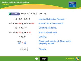 Ch 3 Lesson 4: Solving Multi-Step Inequalities | PPT