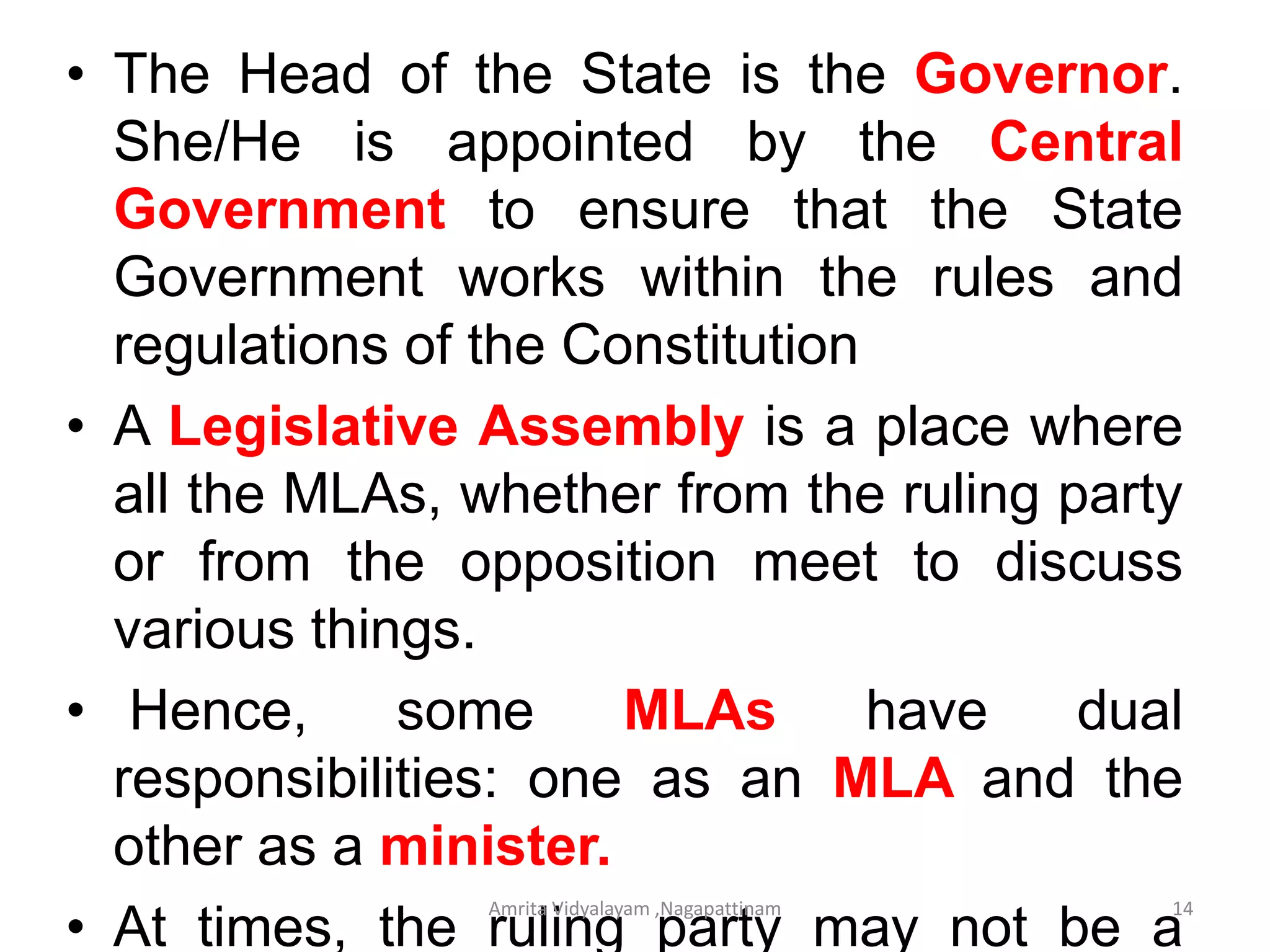 Class 7 -Political Science-Chapter 3-part 1-How the State Government ...