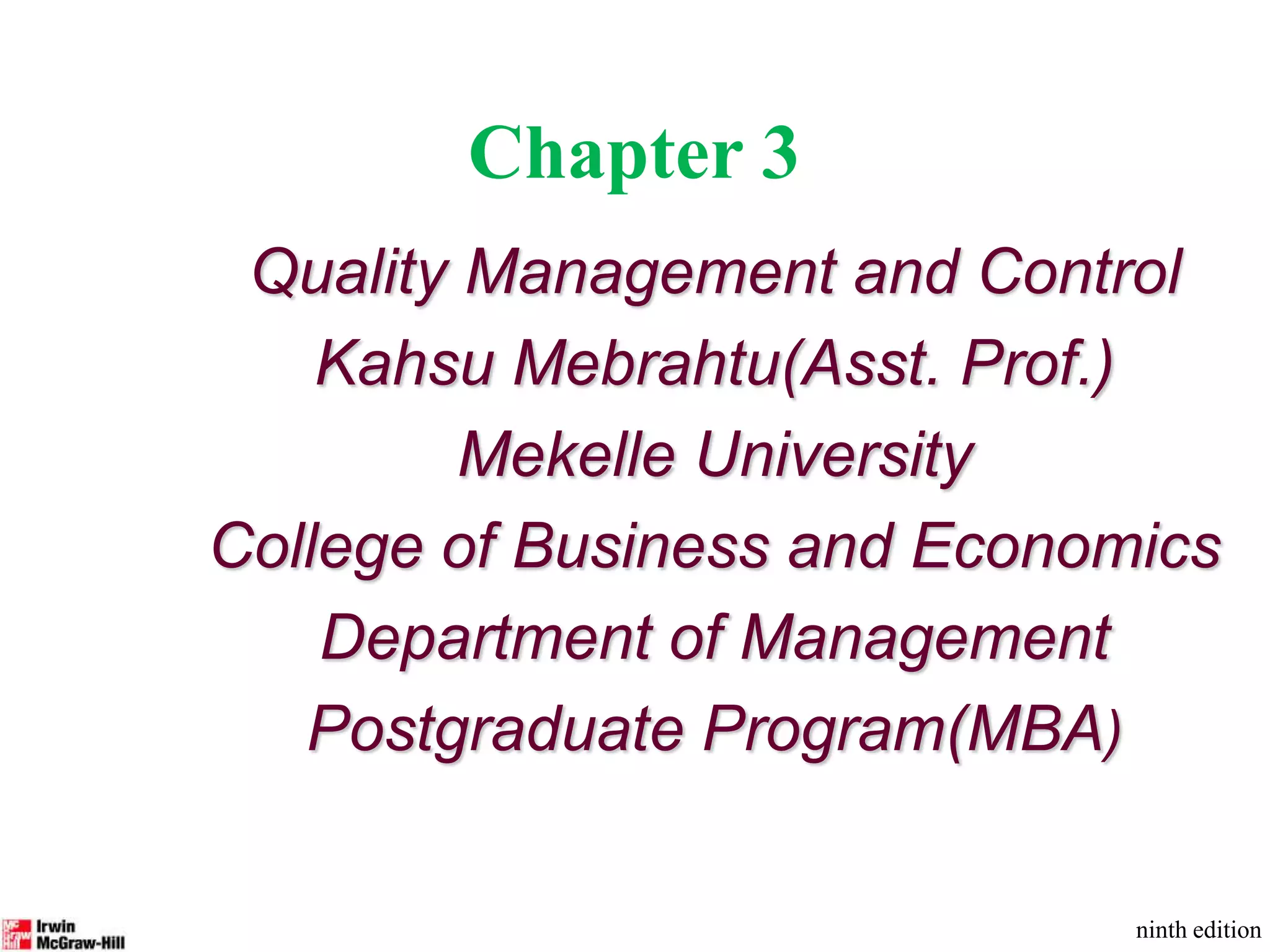 CH 3 Quality management and Control.ppt | Business Operations | Business