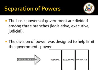 U.S. Government -- Chapter 3, Section 1 "The Six Basic Principles" of the U.S. Constitution | PPTX