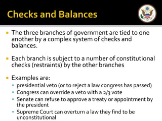 U.S. Government -- Chapter 3, Section 1 "The Six Basic Principles" of the U.S. Constitution | PPTX