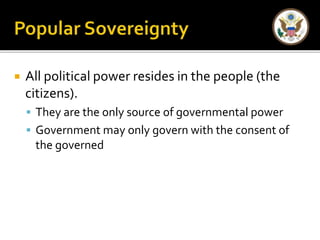 U.S. Government -- Chapter 3, Section 1 "The Six Basic Principles" of the U.S. Constitution | PPTX