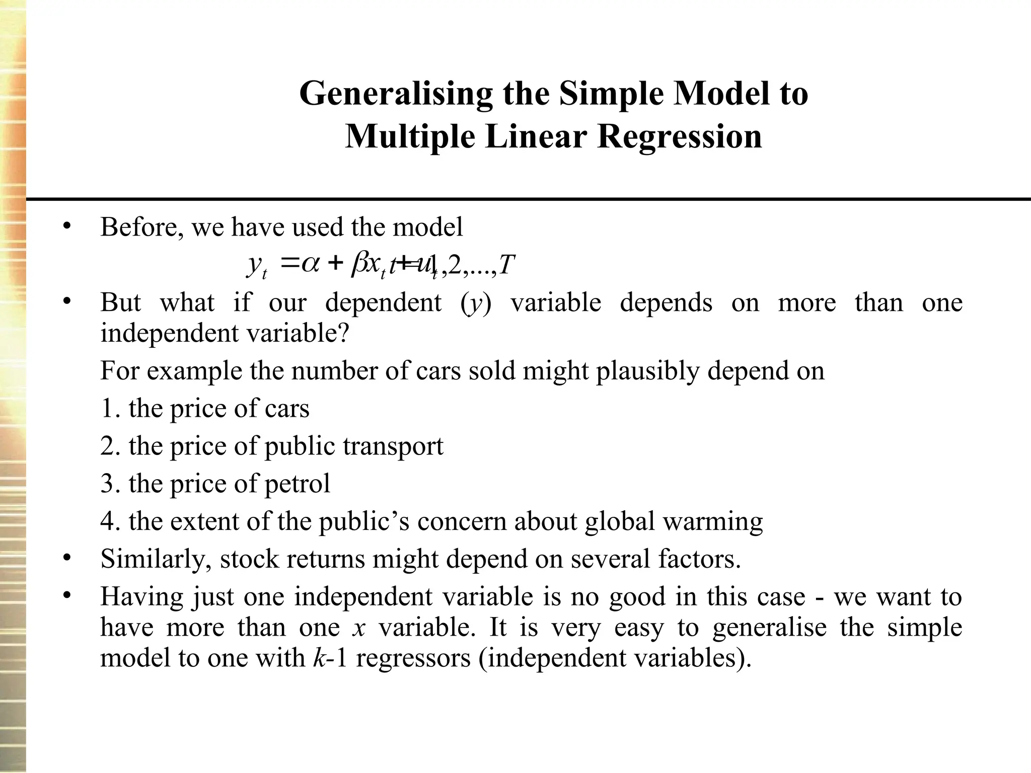 It is about classical linear regression model. It deals with the ...