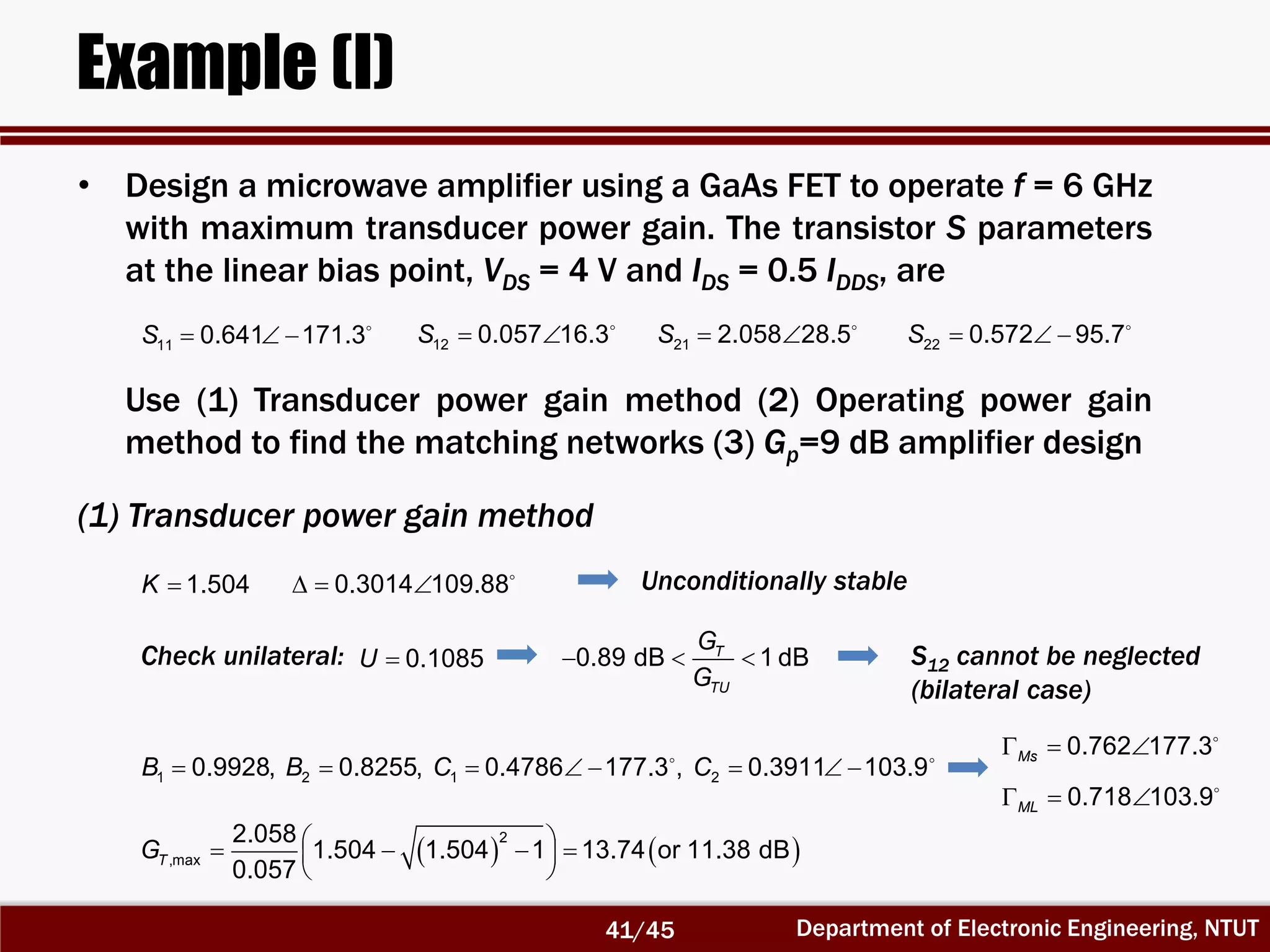 RF Circuit Design - [Ch4-1] Microwave Transistor Amplifier | PDF
