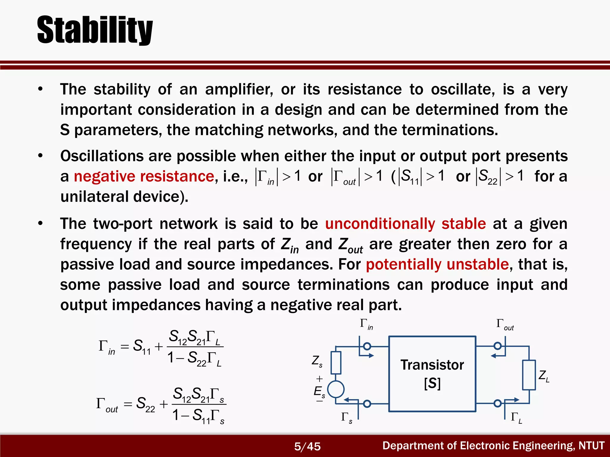 RF Circuit Design - [Ch4-1] Microwave Transistor Amplifier | PDF