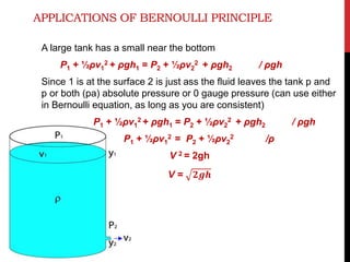 Fluid Dynamics (Continuity Equation - Bernoulli Equation - head loss ...