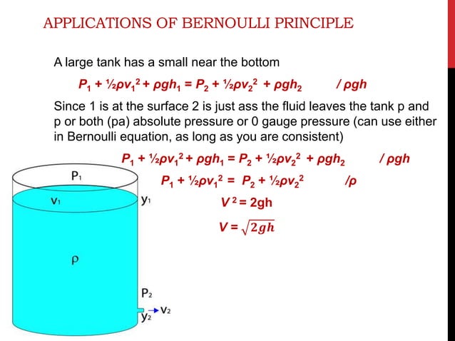 Fluid Dynamics (Continuity Equation - Bernoulli Equation - head loss ...