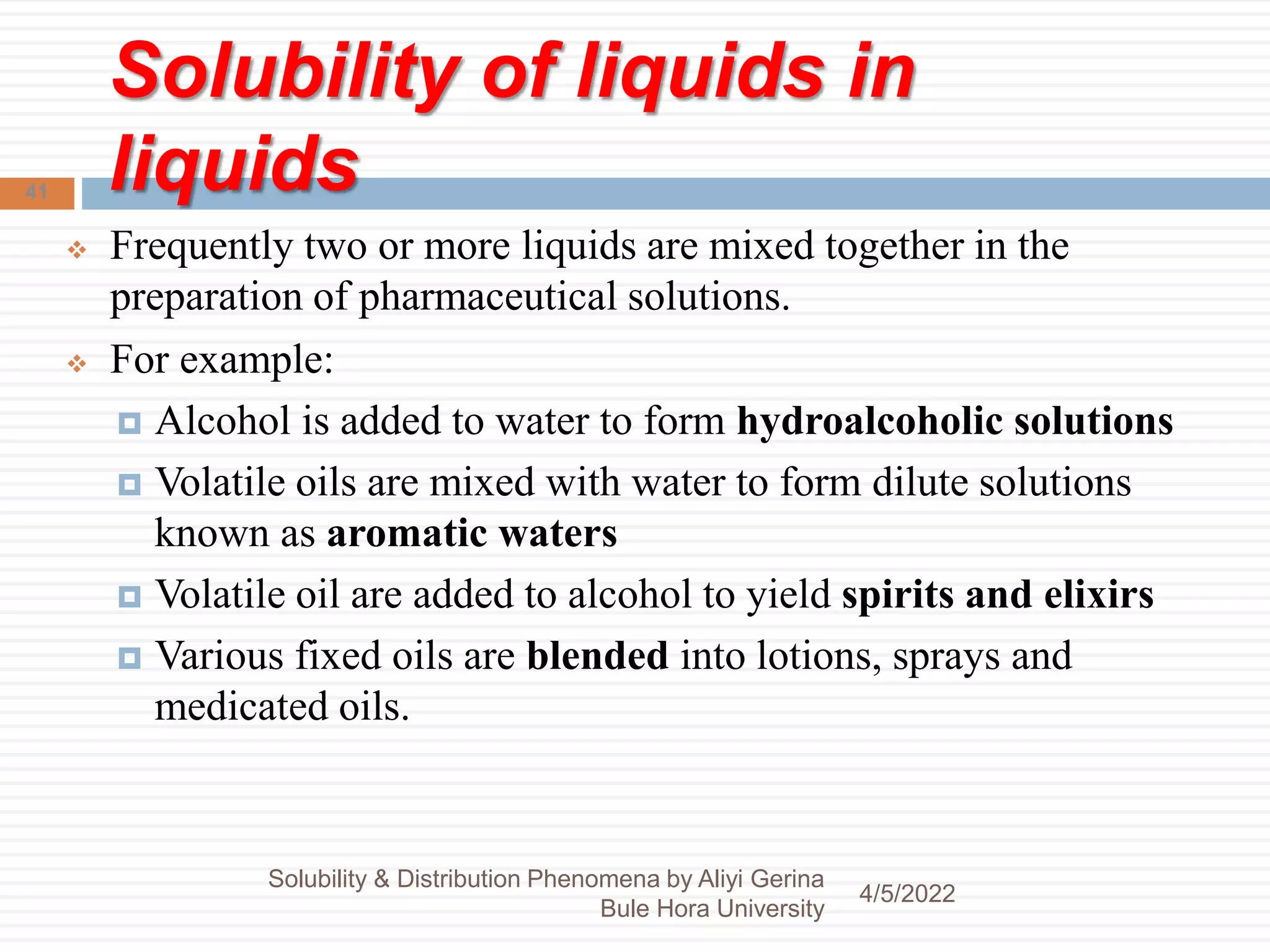 Ch4. solubility and distribution phenomena | PPTX