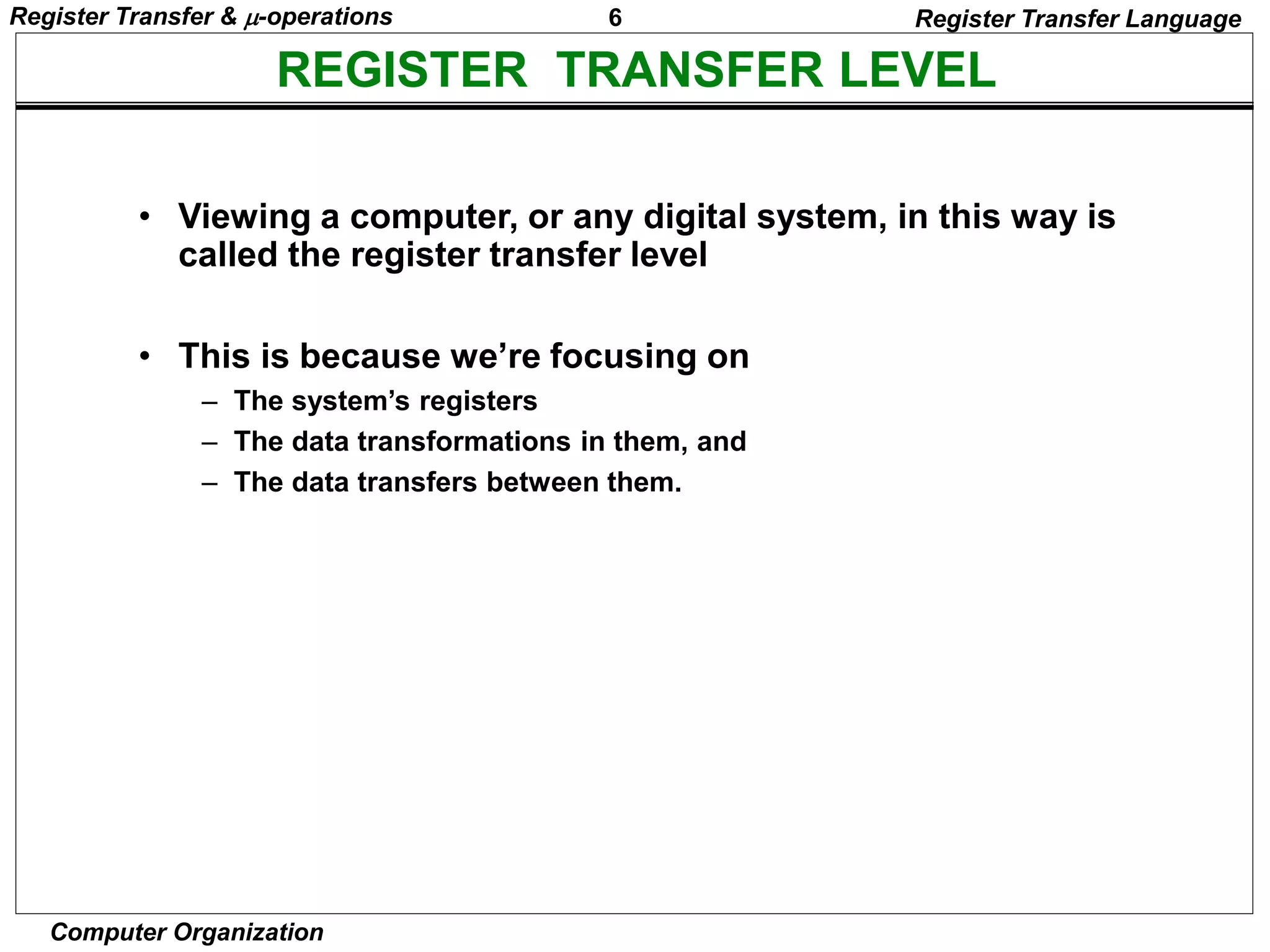REGISTER TRANSFER AND MICROOPERATIONS | PPT
