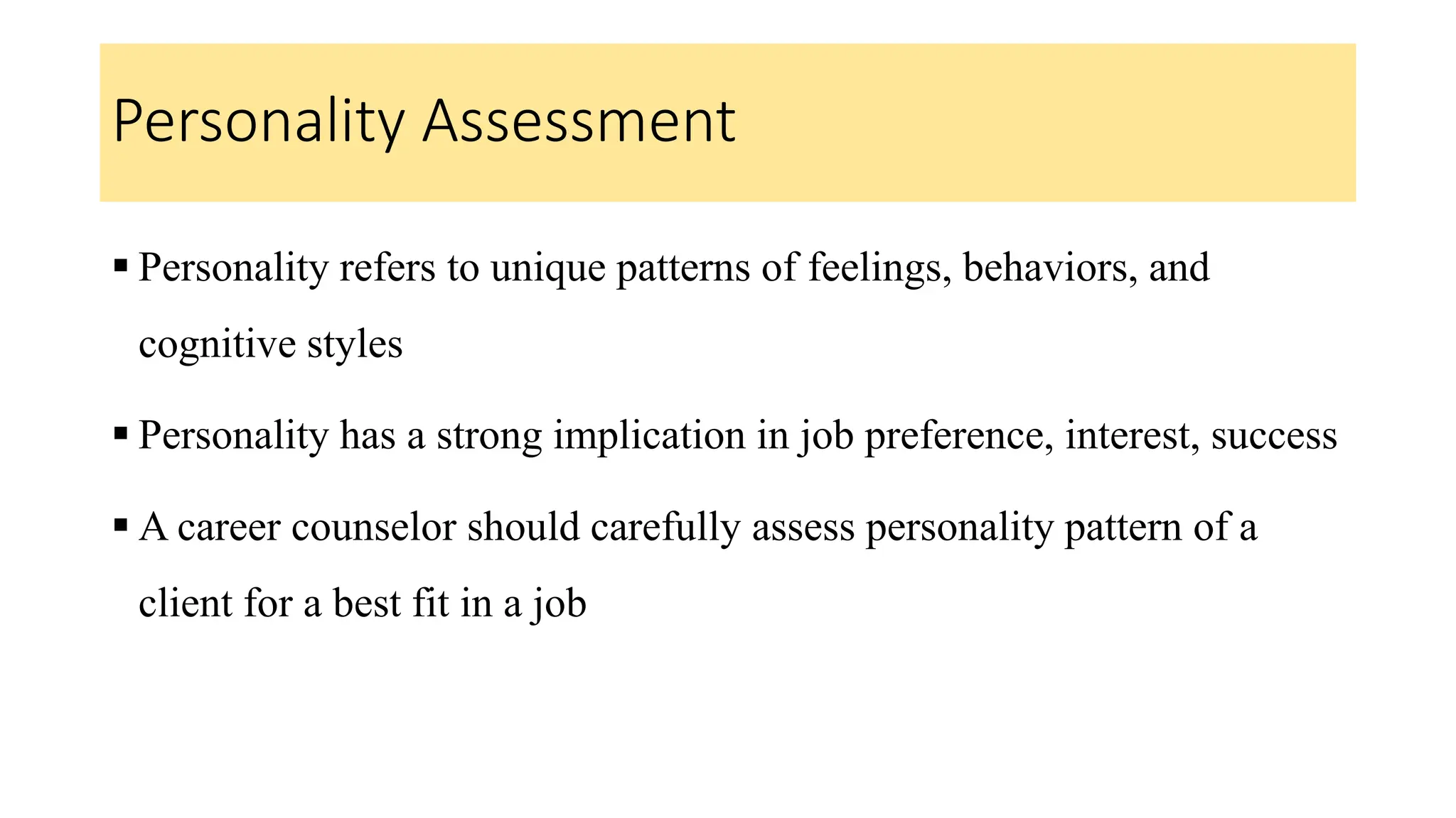 Career assessment in counseling psychology | PPTX