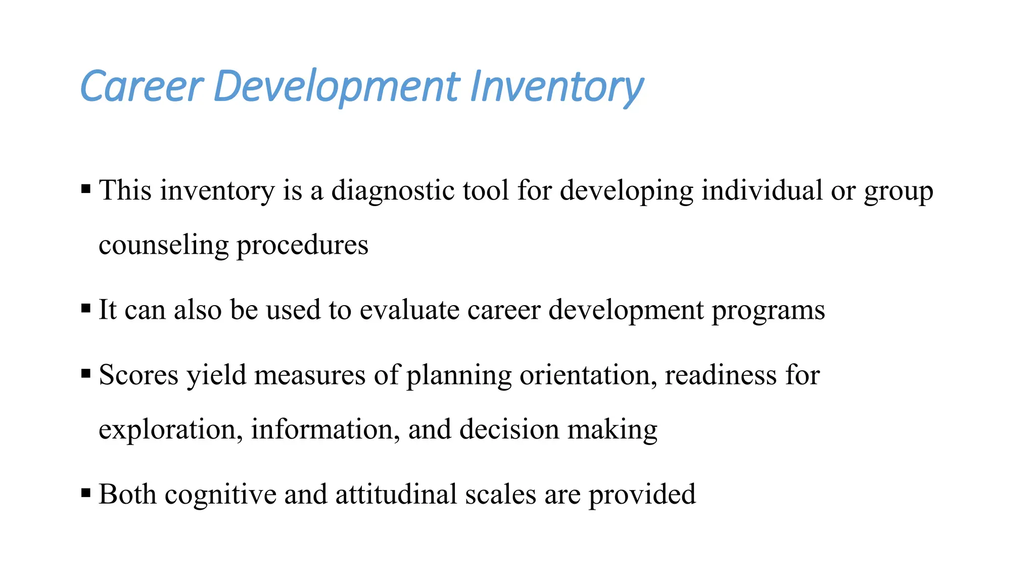 Career assessment in counseling psychology | PPTX
