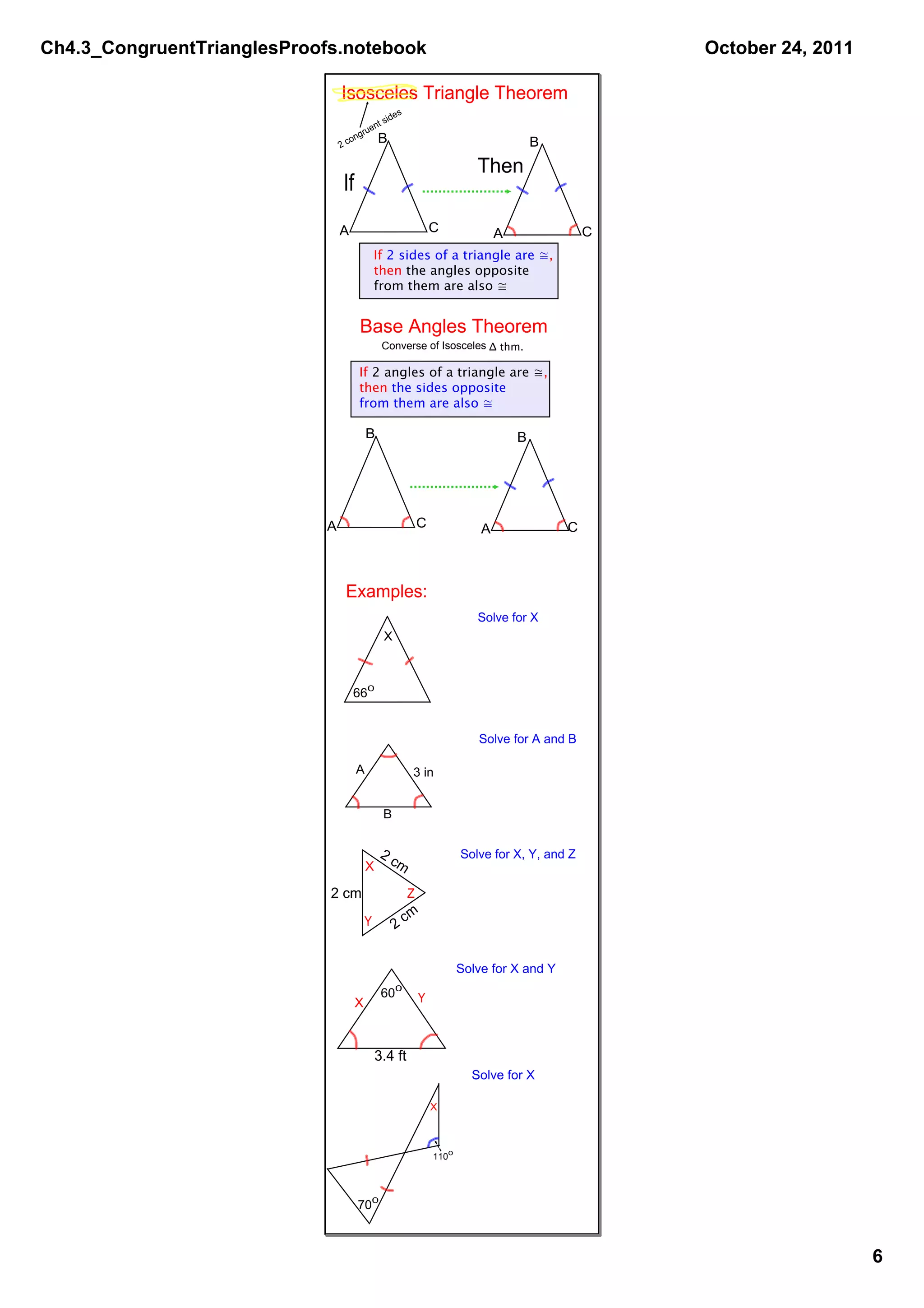Ch4.3 Congruent Triangles Proofs | PDF