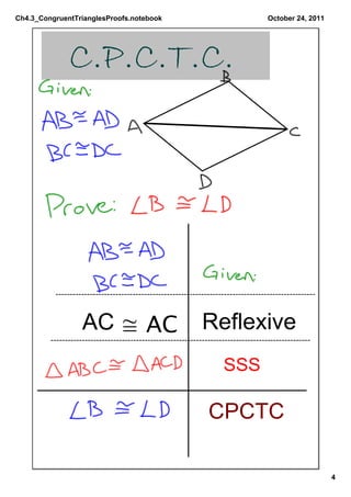 Ch4.3 Congruent Triangles Proofs | PDF