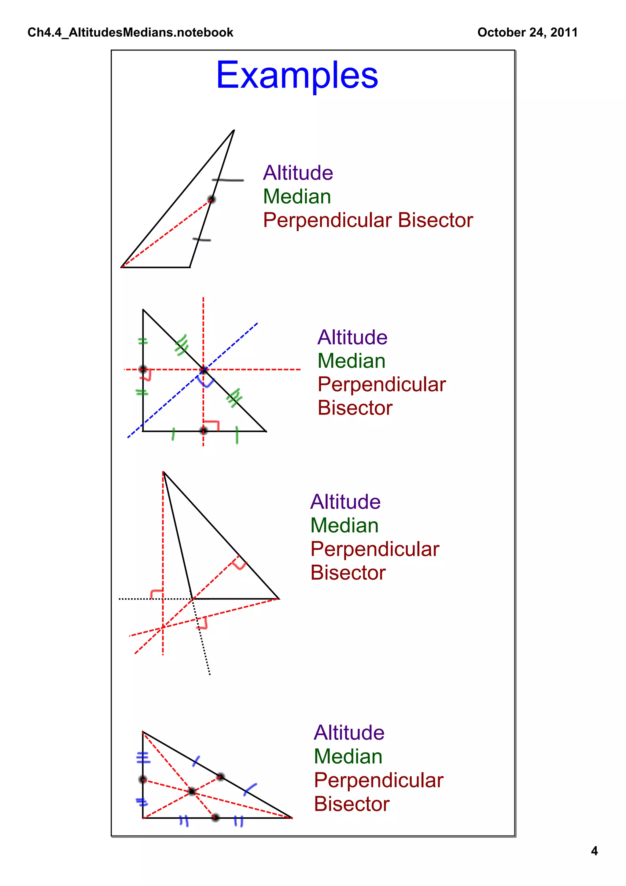 Ch4.4 Altitudes and Medians | PDF