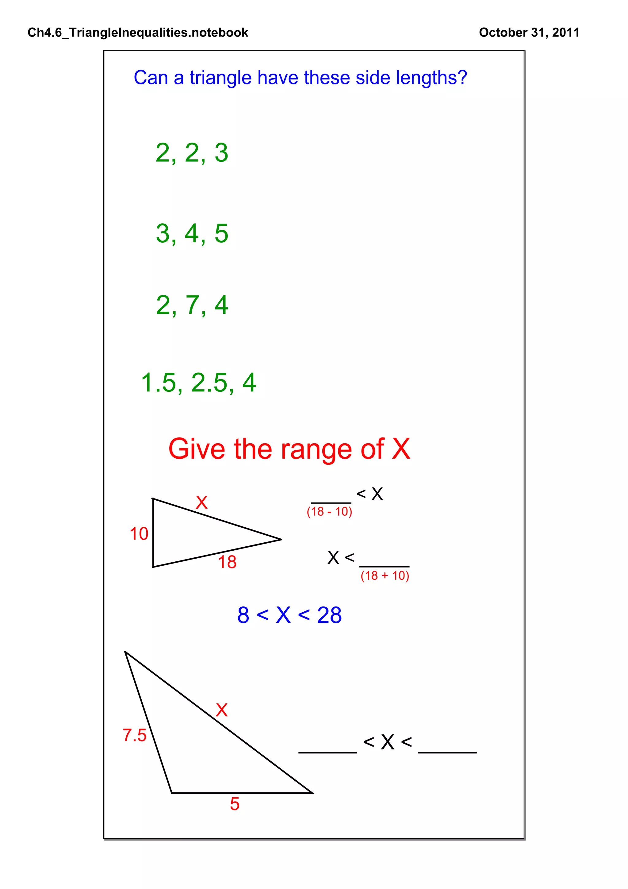 Ch4.6 Triangle Inequalities | PDF