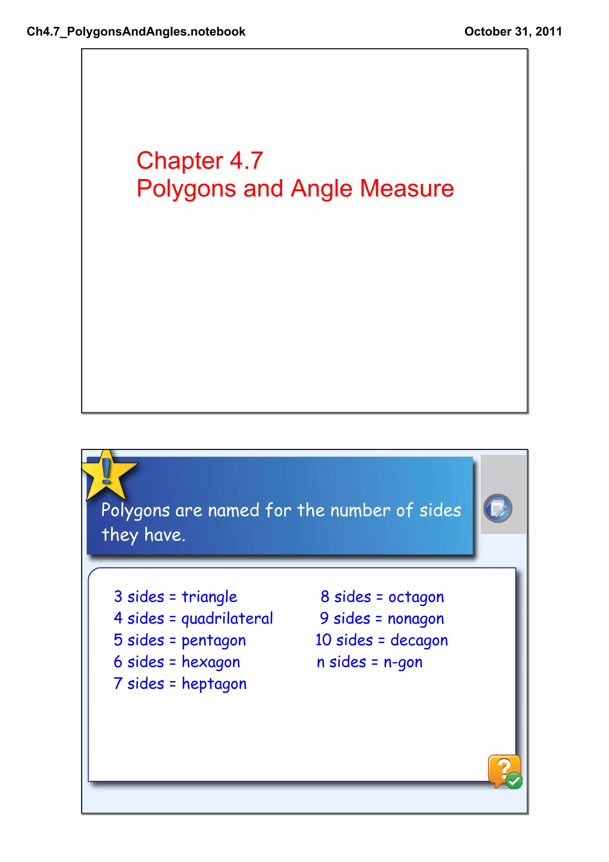 Ch4.7 Polygons and Angles | PDF | Geography | Science